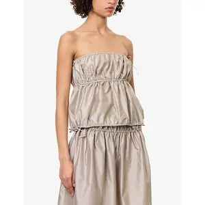 ST. AGNI Paper Taffeta Silk-blend Top