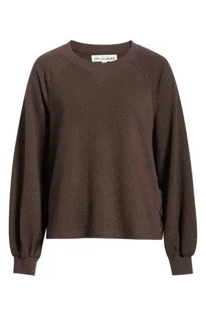 CITY BLUES Side Grommet Raglan Sleeve Top Fudge
