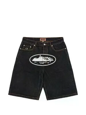 CORTEIZ Island Logo-print Denim Shorts - Black