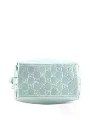 Gucci Emblem Gg Embossed Patent Small Bucket Bag