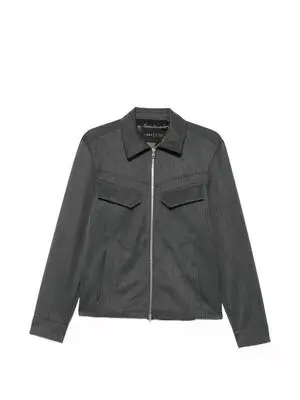 LOW BRAND Zip-up Flap-pocket Shirt Jacket - Grey