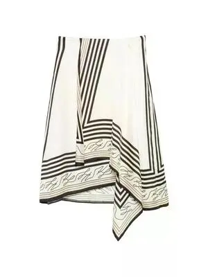 KARL LAGERFELD Asymmetric-hem Striped Midi Skirt