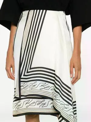 Karl Lagerfeld Asymmetric-hem Striped Midi Skirt
