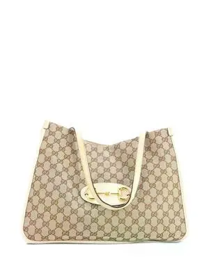 Gucci Horsebit 1955 Gg Canvas With Leather Medium Tote Bag