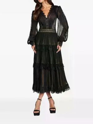 Tadashi Shoji Lace-panelled Pleated Midi Dress