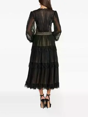 Tadashi Shoji Lace-panelled Pleated Midi Dress