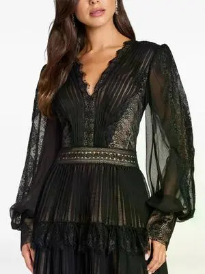 Tadashi Shoji Lace-panelled Pleated Midi Dress