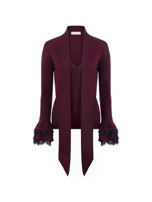 Nina Ricci Ruffled Lace-trim Sweater - Red