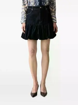 MORGAN Ruffled Denim Mini Skirt