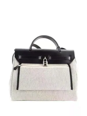 Hermès Herbag Zip Pegase Pop Toile And Leather 31 Shoulder Bag - Black