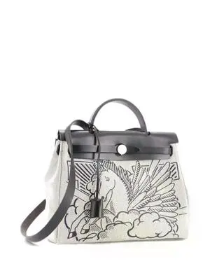 Hermès Herbag Zip Pegase Pop Toile And Leather 31 Shoulder Bag - Black