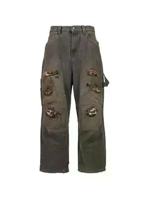 PDF Distressed Leopard-print Jeans - Grey