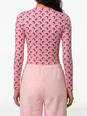 MARINE SERRE Moon Printed Jersey Long Sleeves Crewneck Top