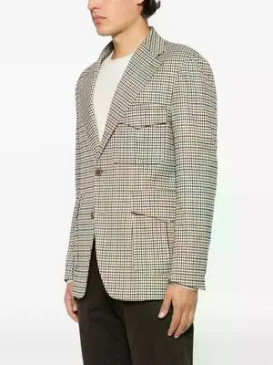 OFFICINA SARTORIALE Gingham-check Single-breasted Blazer