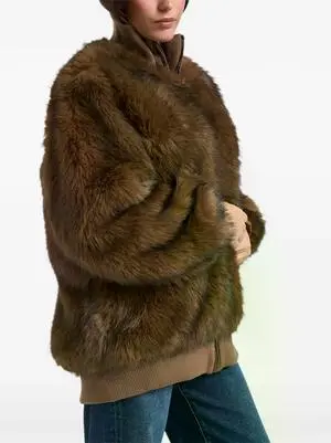 CANADIAN Argyle Faux-fur Jacket - Brown