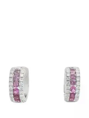 LISA NIK Pink Sapphire And Diamond Ombre Hoop Earrings