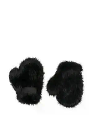 Patrizia Pepe Faux-fur Mittens - Black