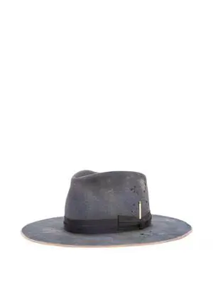 Nick Fouquet Distressed-effect Grosgrain-trim Hat - Blue