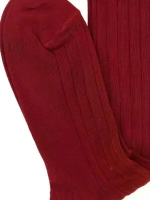 GALLO Ribbed-knit Knee-high Socks - Red