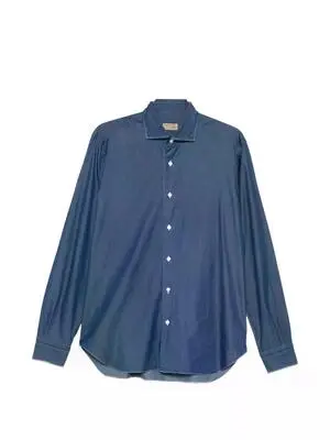 BARBA NAPOLI Long-sleeve Spread-collar Shirt - Blue