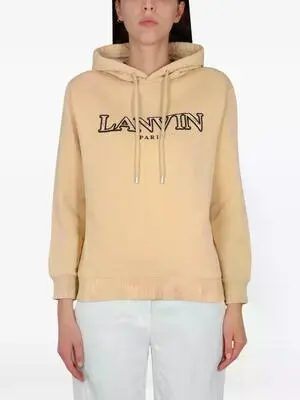 LANVIN Logo-embroidered Hoodie - Neutrals