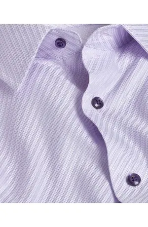 David Donahue Trim Fit Cotton Dobby Dress Shirt