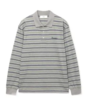 DUNST Multi-colored Striped Collared Polo Shirt - Grey
