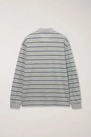 DUNST Multi-colored Striped Collared Polo Shirt - Grey