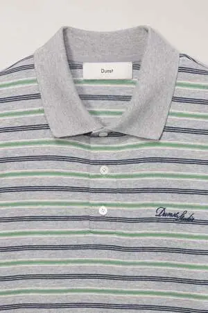 DUNST Multi-colored Striped Collared Polo Shirt - Grey