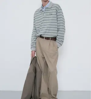 DUNST Multi-colored Striped Collared Polo Shirt - Grey