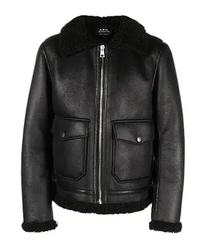 A.p.c. Faux-shearling Zip-up Bomber Jacket - Black