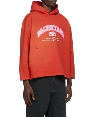 Balenciaga Distressed Logo Printed Hoodie