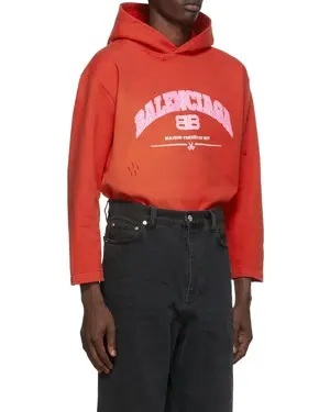 Balenciaga Distressed Logo Printed Hoodie