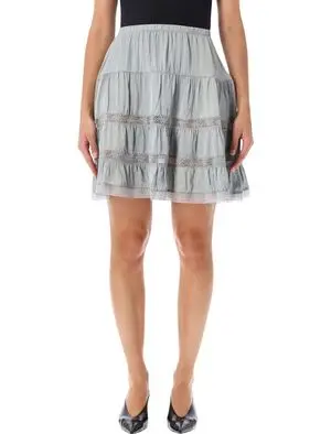 Gimaguas Cielo Tiered Lace Mini Skirt - Gray