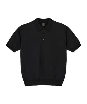 BATONER Short-sleeved Knitted Polo Shirt - Black