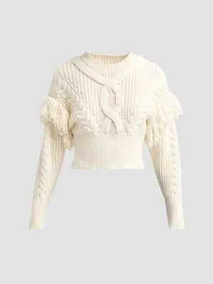 L'AGENCE Ottavia Cable-knit Lace-up Back Sweater - Ivory