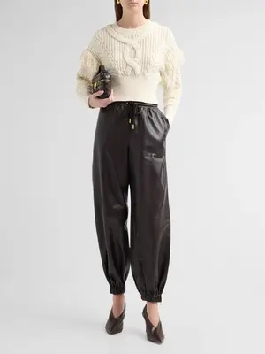 L'AGENCE Ottavia Cable-knit Lace-up Back Sweater