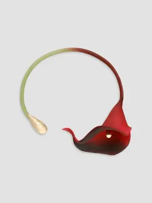 Cult Gaia Calla Vine Goldtone & Imitation Flower Choker - Red