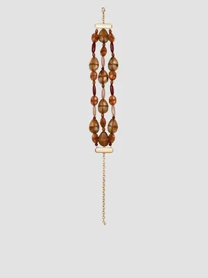 Cult Gaia Tygra Goldtone & Resin Beaded Choker Necklace - Brown