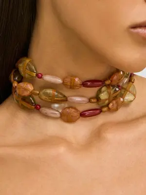 Cult Gaia Tygra Goldtone & Resin Beaded Choker Necklace