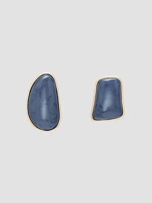 Cult Gaia Yusra Goldtone & Natural Stone Mismatched Clip-on Stud Earrings - Tide