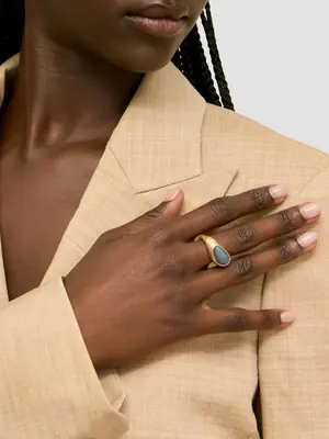 Cult Gaia Yusra Goldtone & Natural Stone Ring