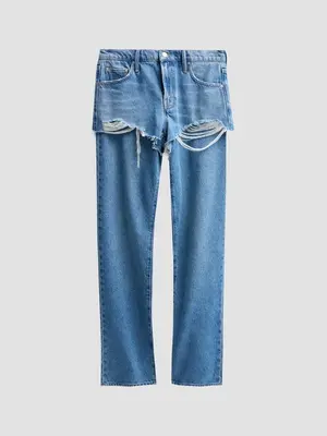 MOTHER The Shortie Relish Heel Denim Straight-leg Jeans