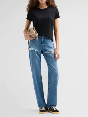 MOTHER The Shortie Relish Heel Denim Straight-leg Jeans