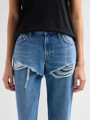 MOTHER The Shortie Relish Heel Denim Straight-leg Jeans