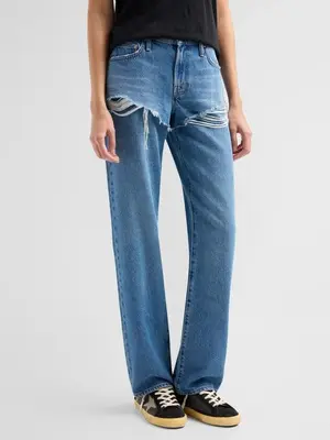 MOTHER The Shortie Relish Heel Denim Straight-leg Jeans