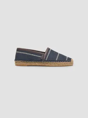 Brunello Cucinelli Double-pinstripe Denim Espadrilles - Blue Panama