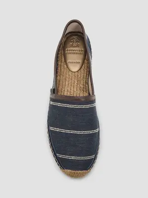 Brunello Cucinelli Double-pinstripe Denim Espadrilles - Blue Panama