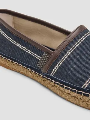Brunello Cucinelli Double-pinstripe Denim Espadrilles - Blue Panama