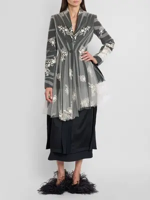 Erdem Embroidered Tulle & Wool Single-breasted Blazer